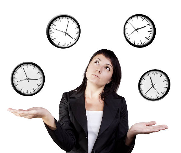 Businesswoman Juggling Clocks Time Juggling Act CBS